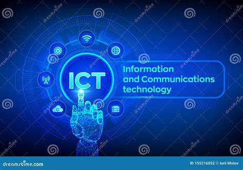 Ict Information And Communication Technology Concept On Virtual Screen