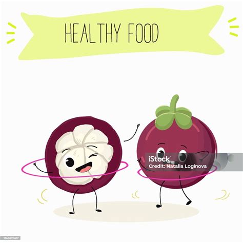 벡터 만화 캐릭터 망고스틴 재미 야채 과일 신선한 수확 이국적인 유기농 채식 제품 어린이 생일 가격표 스티커 0명에 대한 스톡 벡터 아트 및 기타 이미지 Istock