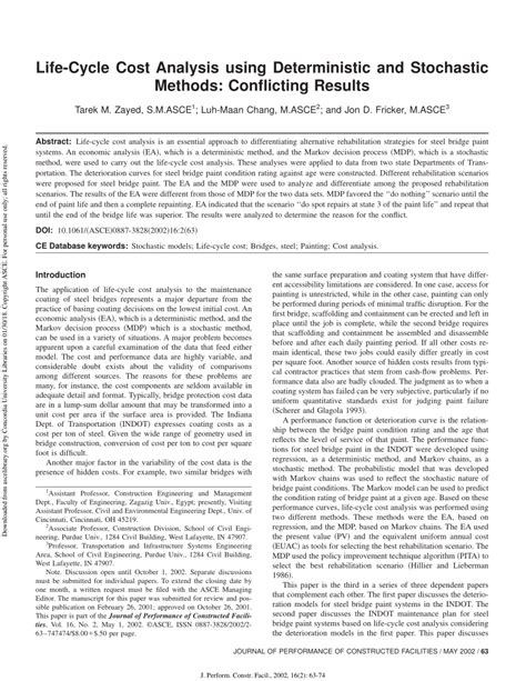 Pdf Life Cycle Cost Analysis Using Deterministic And Stochastic Methods Conflicting Results
