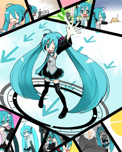 Safebooru Aqua Eyes Aqua Hair Boots Detached Sleeves Hatsune Miku
