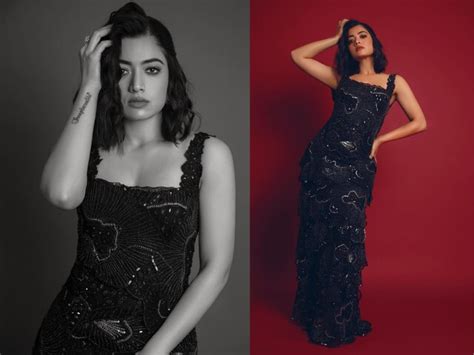 Rashmika Mandannas Black Sequin Gown Is Just Perfect For A Cocktail Party