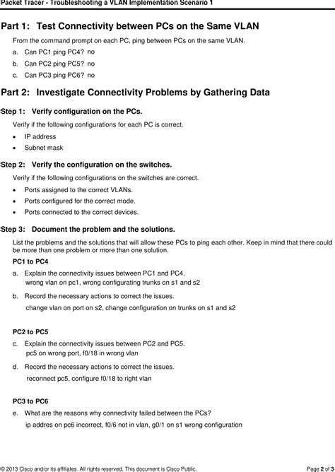 Packet Tracer Troubleshooting A Vlan Implementation Scenario