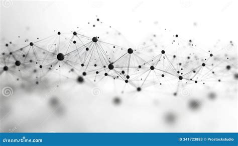 Black And White Abstract Representation Of Interconnected Nodes And