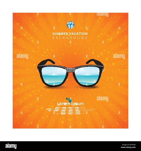 Sunglass With Seascape Summer Background For Print Advertisement