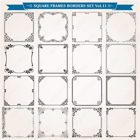 Decorative Square Frames And Borders Set 11 Vector Stock Vector Adobe Stock
