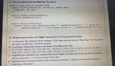 Solved Implement The Below Classes And Interface As