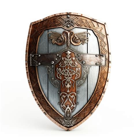 Premium Photo 3d Norman Shield Sword Metal And Wood Knightcore Design