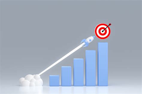 경제 지표의 반응적인 급속한 성장 성장 차트 및 목표 달성 투자 및 사업 성장 개념의 목표입니다 막대 차트와 성장3d 그림 판매 관련 직업에 대한 스톡 사진 및 기타 이미지