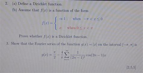 solved 2 a define a dirichlet function b assume that