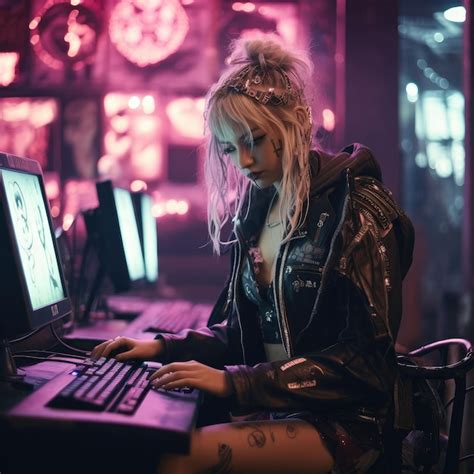Premium Ai Image Photo Of A Realistic Cyberpunk Hacker
