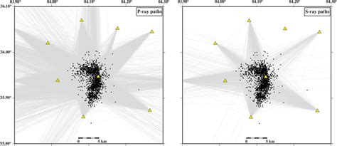 Paths Of The P And S Rays For The Source Locations The Yellow Download Scientific Diagram