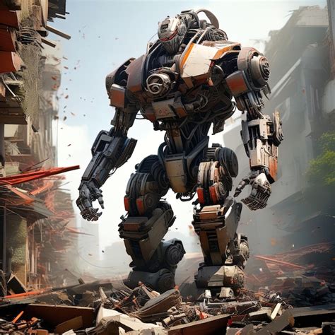 Premium Photo Futuristic Robot In Action