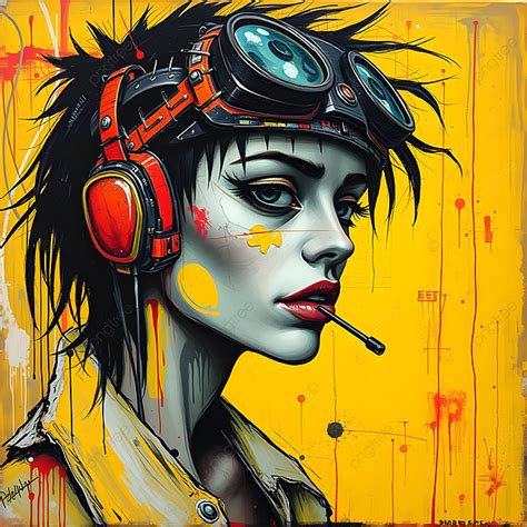 미래 지향적인 얼굴의 생생한 도시 거리 예술 미래 지향적인 얼굴 낙서에서 영감을 받은 사이버펑크 디자인 배경 일러스트 및 사진 무료 다운로드 Pngtree