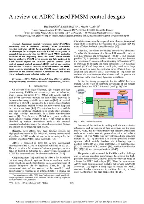 Pdf A Review On Adrc Based Pmsm Control Designs
