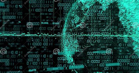 Image Of Globe With Binary Coding And Data Processing Over Dark
