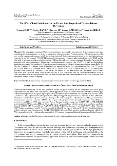 Pdf The Effect Of Imide Substituents On The Excited State Properties