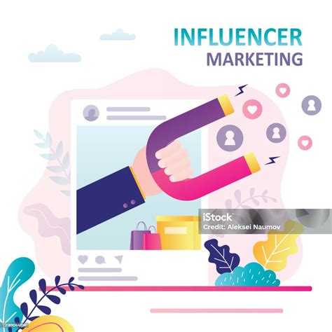 Blogger는 좋아요와 새로운 구독자를 끌어들입니다 프로필의 제품 광고 인간의 손은 자석을 사용하여 추종자를 끌어들입니다 인플루언서 마케팅과 소셜 미디어의 개념 Brand