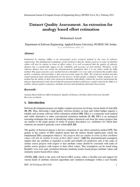 Pdf Dataset Quality Assessment An Extension For Analogy Based Effort