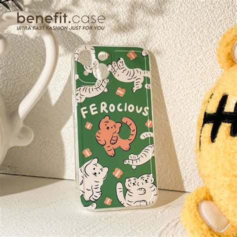 Benefit卡通创意玩耍虎适用苹果13promax手机壳可爱iphone12软14promax日韩11硅胶xsmax个性xr透明8plus小