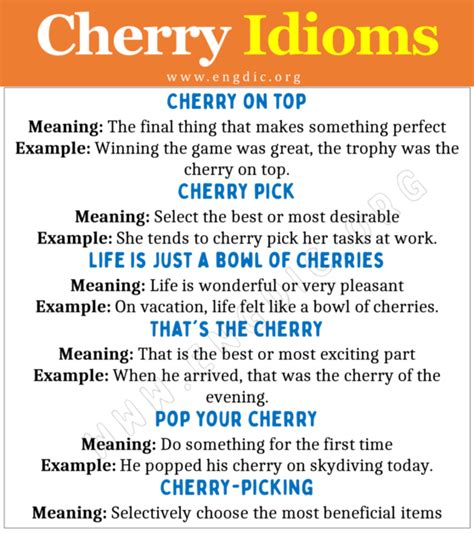 Cherry Idioms With Meaning And Examples Engdic