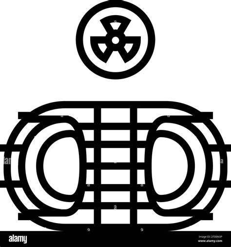 Fusion Experiment Nuclear Energy Line Icon Vector Illustration Stock