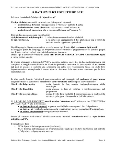 Array Matrici Record Tabelle