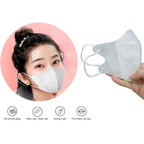Túi 10 Chiếc Khẩu Trang 5d Màu Trắng Với 3 Lớp Kháng Khuẩn Phòng Chống