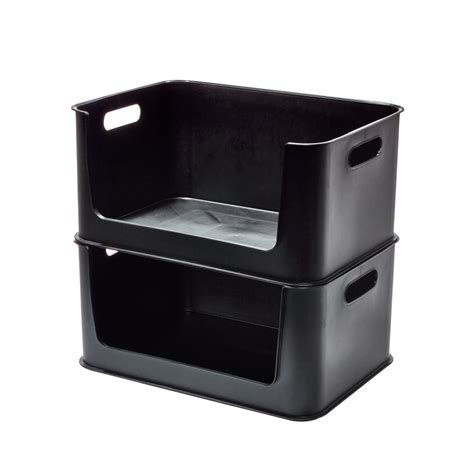 Idesign Plastic Large Open Front Garage Storage Eco Bin With Handles