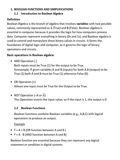 Boolean Functions And Simplifications Pdf Logic Gate Boolean Algebra