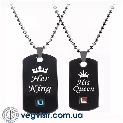 Парные Подвески для Двоих Влюбленных Her King His Queen Корона Форма ...