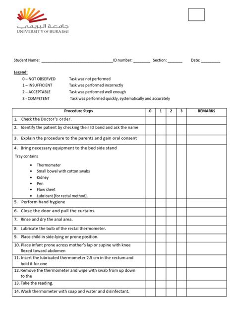Checklist Rectal Temperature Pdf