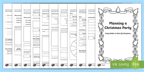 Problem Solving Planning A Christmas Party Activity Booklet