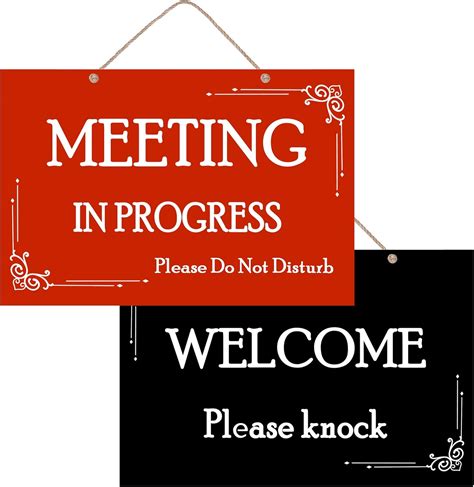 Do Not Disturb Door Sign Meeting In Progress Reversible Sign Home