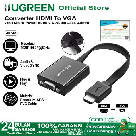 Jual UGREEN Kabel HDMI To HDMI Ultra HD 4K UGREEN Kabel HDMI To VGA Audio Dan Video Shopee