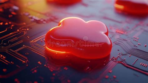 Cloud Computing Technology Is Symbolized By Red Cloud Symbols On A