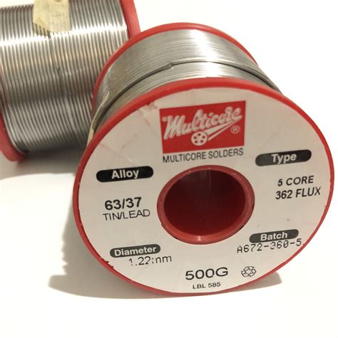 Multicore 63 37 Tin Lead Solder 362 Flux 5 Cored Solder Wire 1 22mm 5 Sm Components