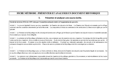 Fiche Méthode Analyse Et Présentation Document Fiche MÉthode PrÉsenter Et Analyser Un