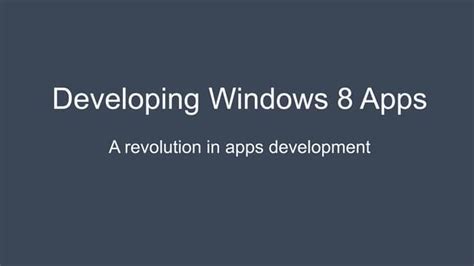 Developing Windows 8 Apps Ppt
