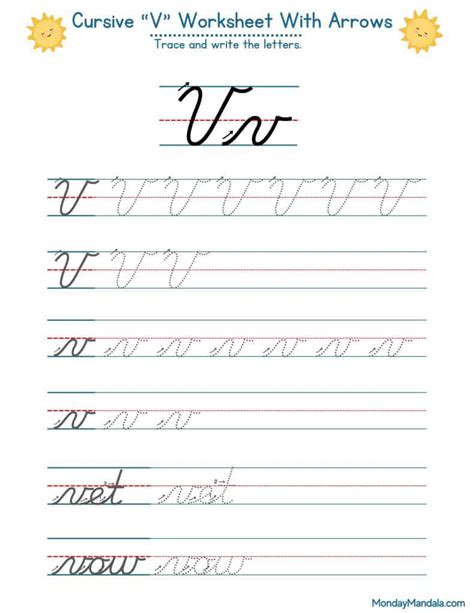 Cursive V Worksheets Free Letter Writing Printables