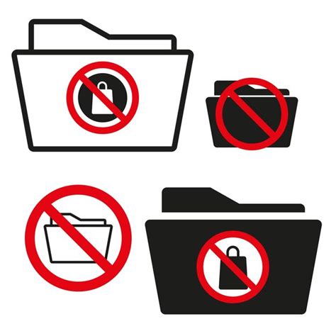 Premium Vector No Access Folder Signs Prohibited File Icons Security