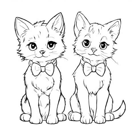 Download Cute Kittens In Bow Ties Coloring Pages Online Creative Fabrica