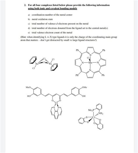 Solved 2 For All Four Complexes Listed Below Please Provide
