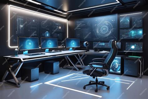 Premium Photo Futuristic Quantum Workspace Designing For Quantum