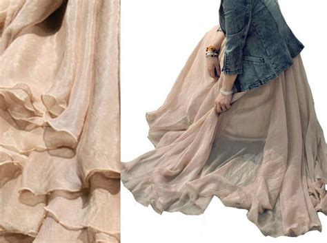 Big Flare Maxi Chiffon Skirt Nude Color Etsy