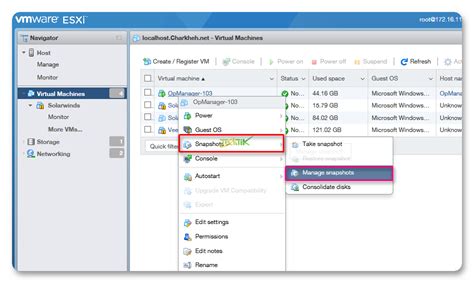 نحوه Snapshot گرفتن از ماشین های مجازی در ESXI