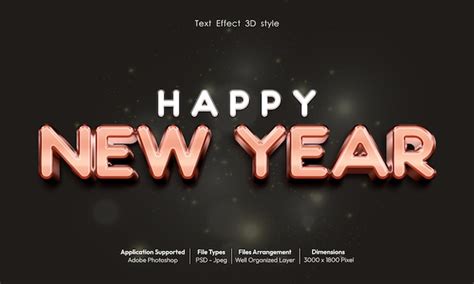 Premium PSD Psd Happy New Year 3d Text Effect With Bronze Style