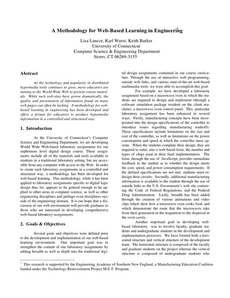 pdf a methodology for web based learning in engineering