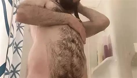 Very Hairy Skinny Blue Eyed White Guy Shaves His Head In The Showet