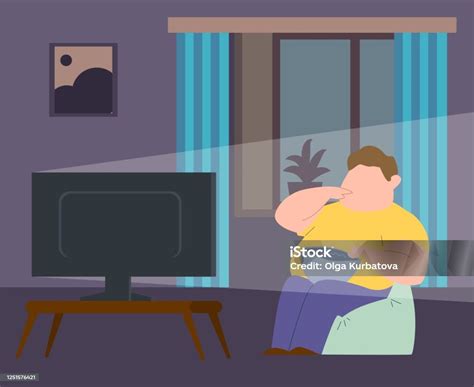 중독을 먹는다 뚱뚱한 남자는 의자에 앉아 패스트 푸드를 먹는다 비만의 개념 Binge 섭식 장애 플랫 만화 벡터 일러스트레이션