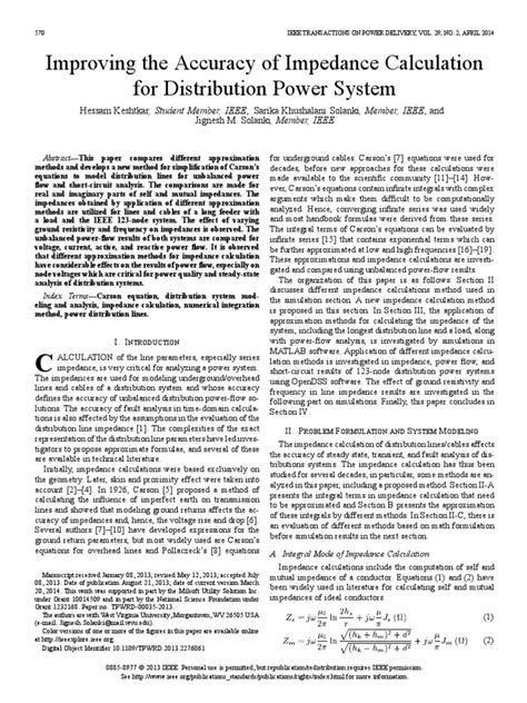 Improving The Accuracy Of Impedance Calculation Pdf Pdf Electrical Impedance Approximation